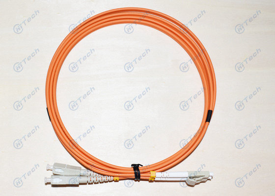 SC - LC Fiber Optic Patch Cable , Multimode Fiber Patch Cord Customized Material