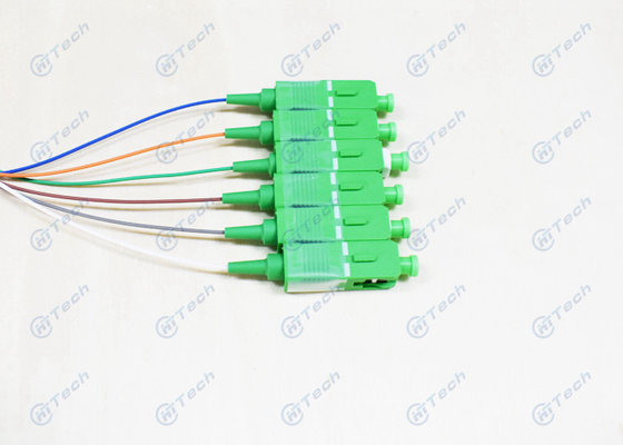 SC / APC Distribution Fiber Cable , 6 Core Fiber Optic Cable Fan Out 0.9mm Pigtail