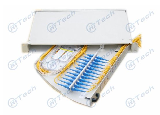 Rotary 1U 24 Port Patch Panel , White Color SC Fiber Patch Panel Wall Mounted