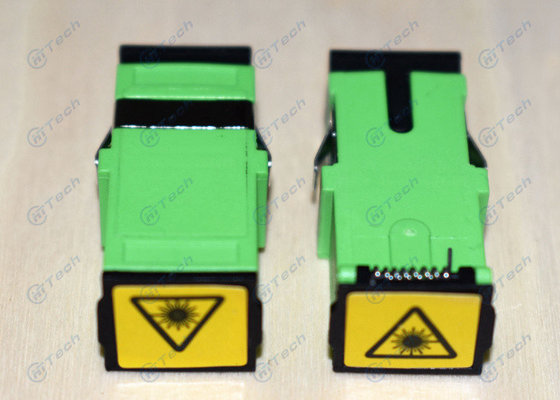 SC/APC Fiber Optic Adapter Green Color Insertion Loss≤ 0.2dB With Dust Cover ABS Housing