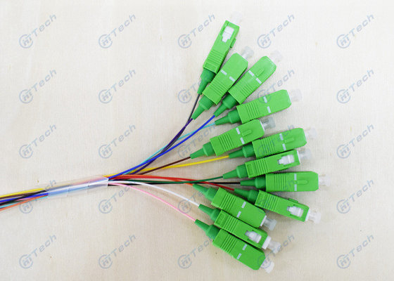 Colorful 12 Core Fiber Optic Cable , SC APC Pigtail High Temperature Stability