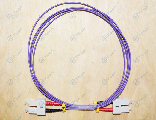 Purple Color SC To SC Fiber Patch Cable , 50/125μM OM4 Duplex Fiber Jumper LSZH