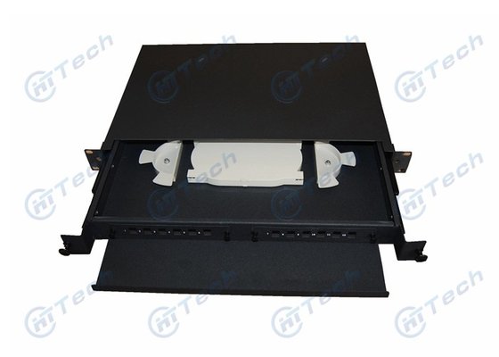 Black Color 12 Port LC Fiber Patch Panel , Drawer Type 1U Fiber Patch Panel With Number